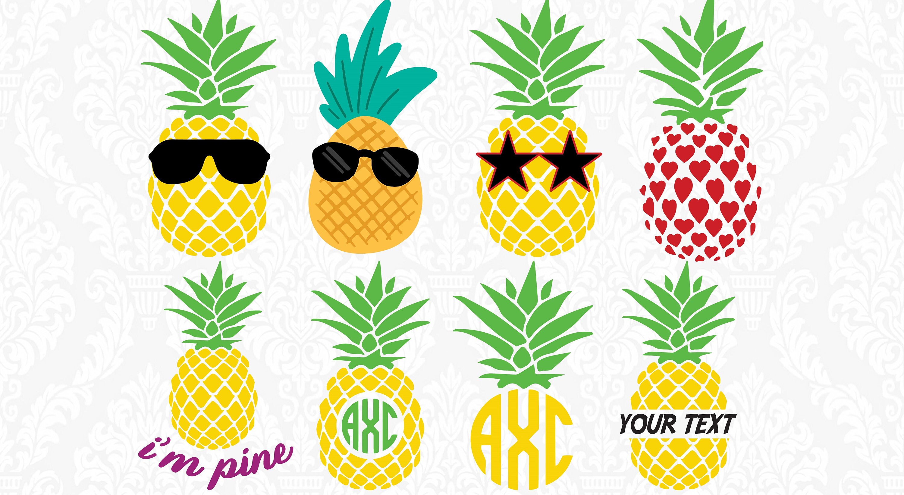 Pineapple SVG Files Circle Monogram Svg Tropical Summer - Etsy Israel
