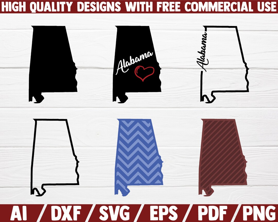 Alabama SVG 6 DESIGNS DXF File Cut File Printable - Etsy