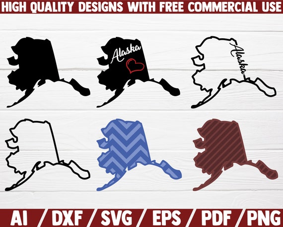 Alaska SVG 6 DESIGNS DXF File Cut File Printable - Etsy