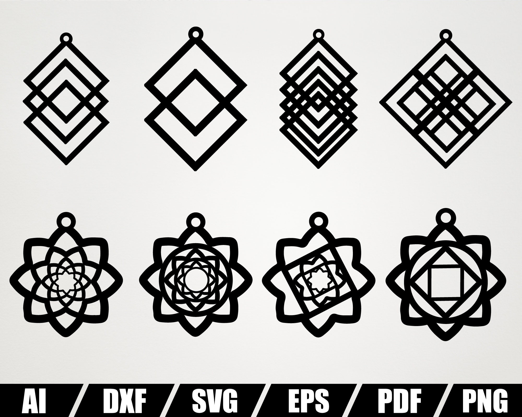 Earrings SVG Cut Files instant download commercial use | Etsy