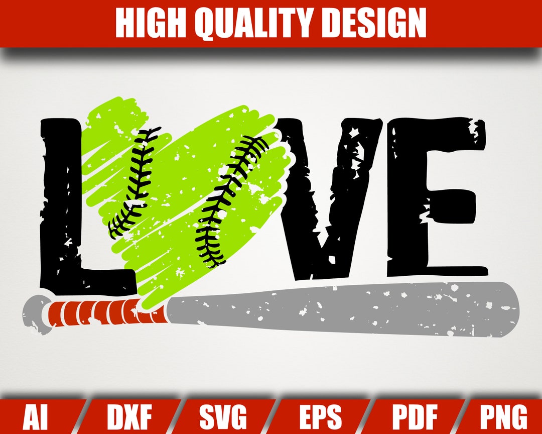 Love Softball SVG Cut Files Softball SVG Bundle Commercial Use Instant ...