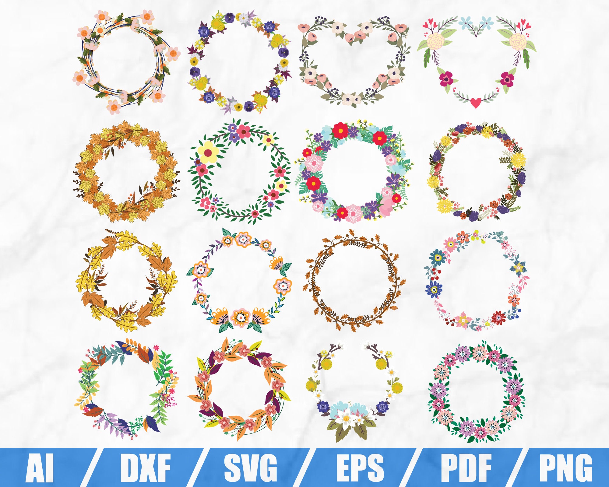 Floral Wreath SVG Laurel Wreath SVG Wreath Clipart | Etsy