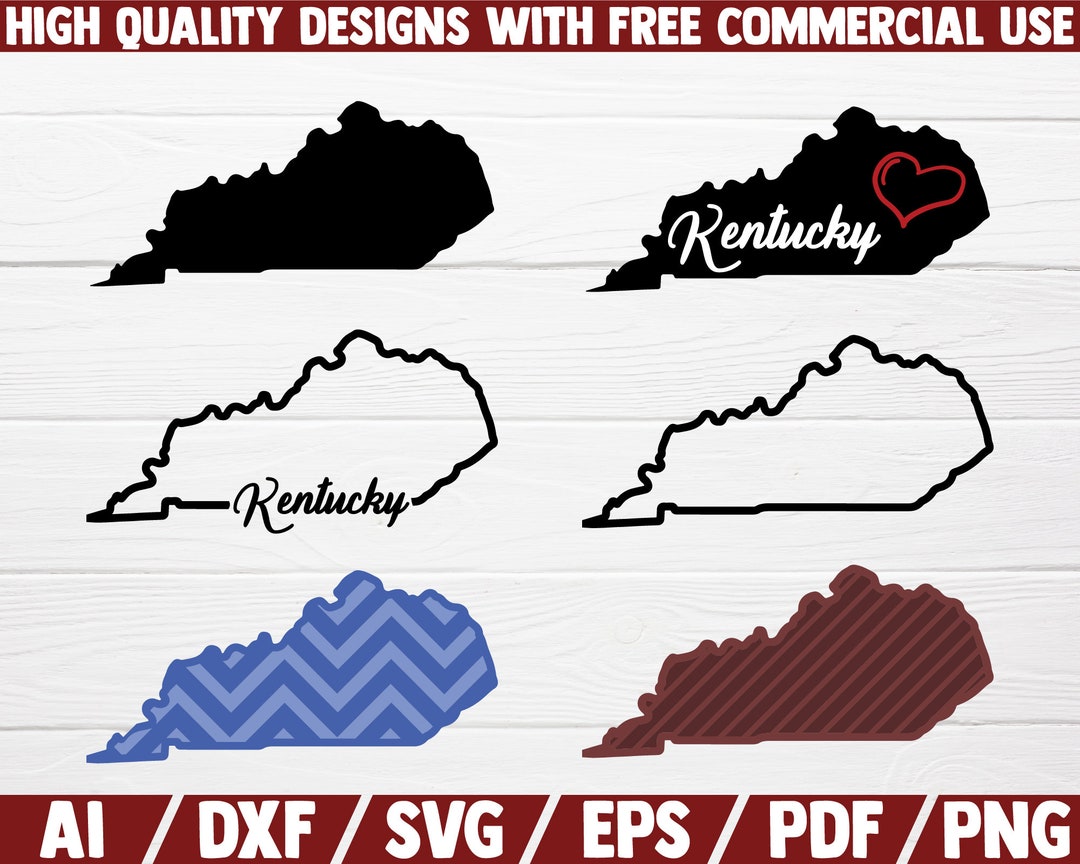 Kentucky SVG 6 DESIGNS DXF File Cut File United States Shirt Print 4th ...