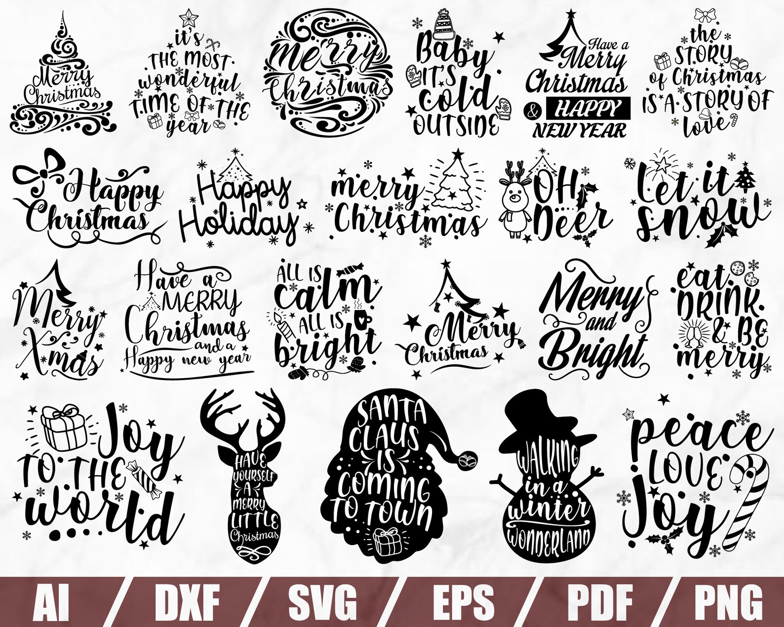 Christmas Sayings SVG Bundle Christmas Quote SVG Holiday | Etsy