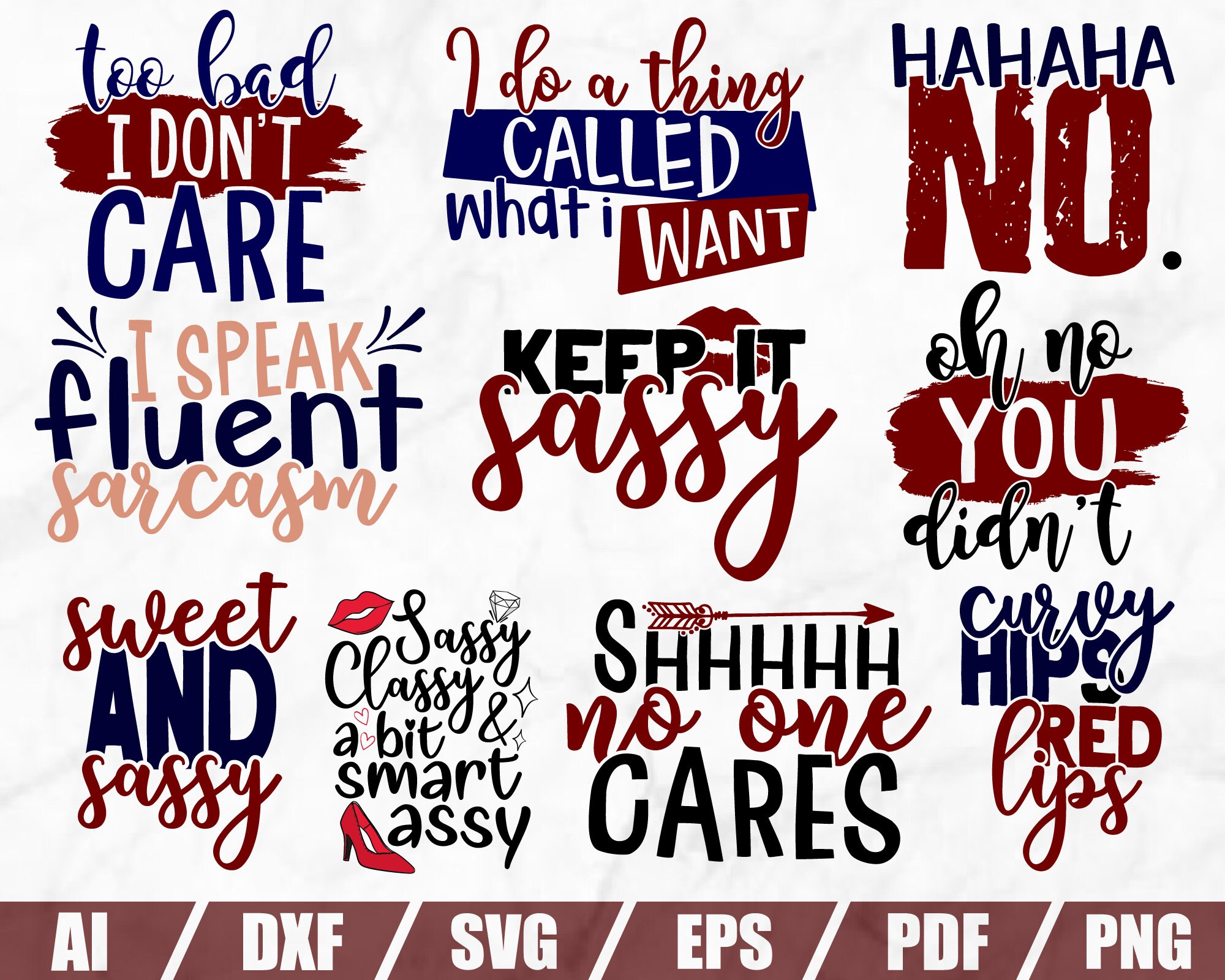 Sassy Bundle SVG Cut File Sassy Svg Bossy Svg Commercial | Etsy