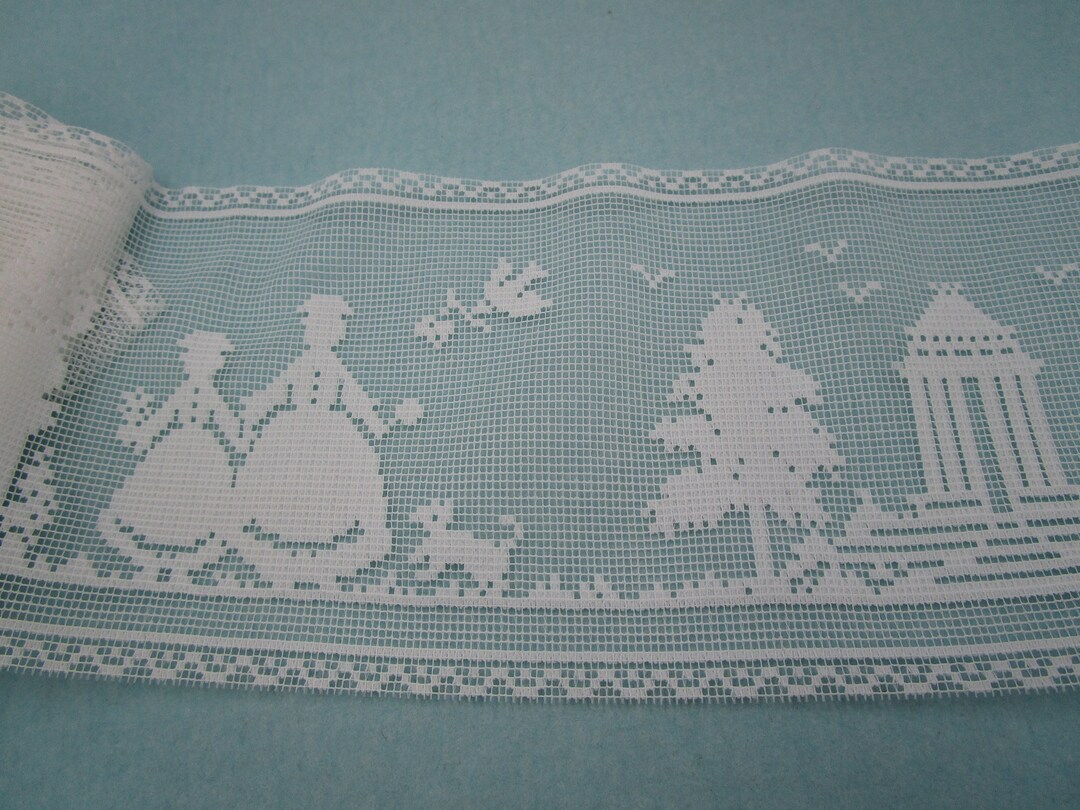 Wide Net Lace Border With Traditional White Pattern 1 M Long, 13 Cm ...