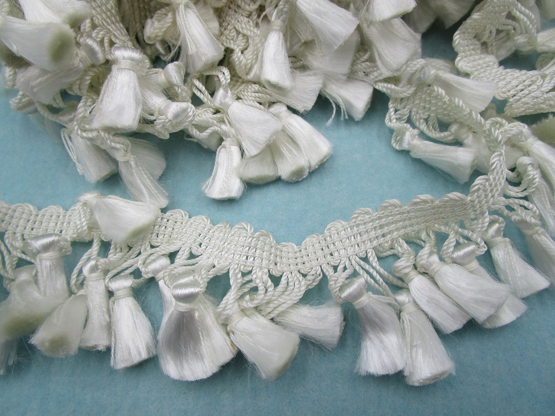 1.50 M Narrow Trimmings Border With Small White Tassels 4 Cm - Etsy