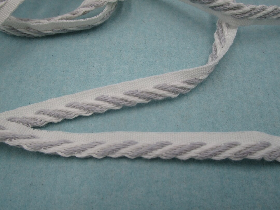 2.80 M Remaining Narrow Woven Ribbon White With Piping Edge White/gray ...