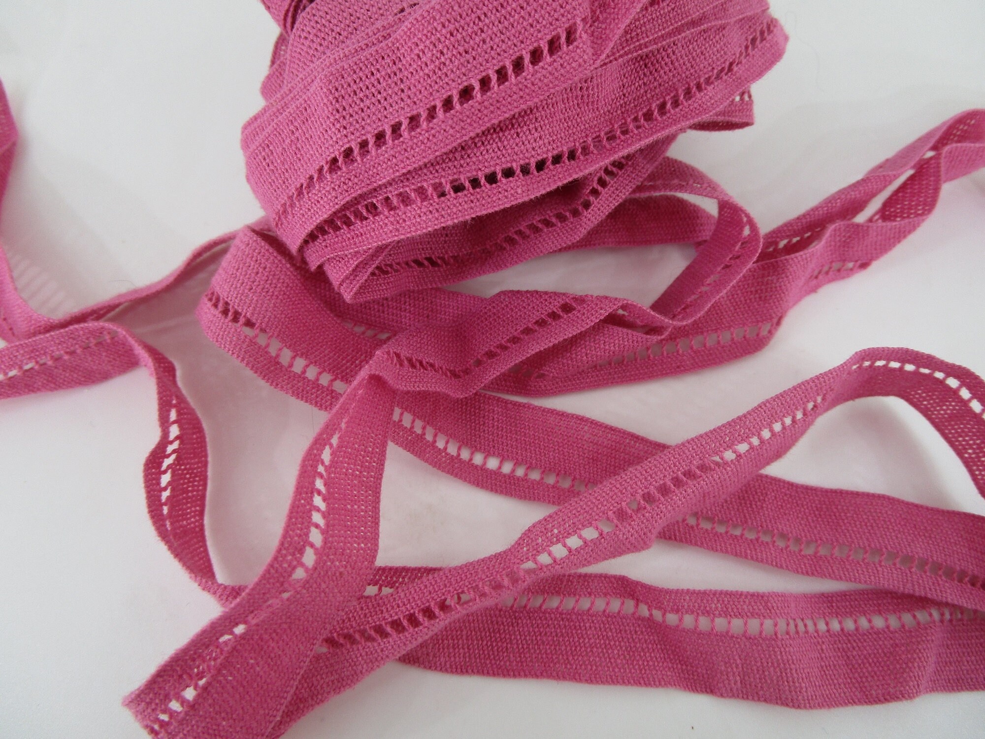 Narrow Woven Ribbon With Hole Pattern Strawberry Pink 1.50 M | Etsy