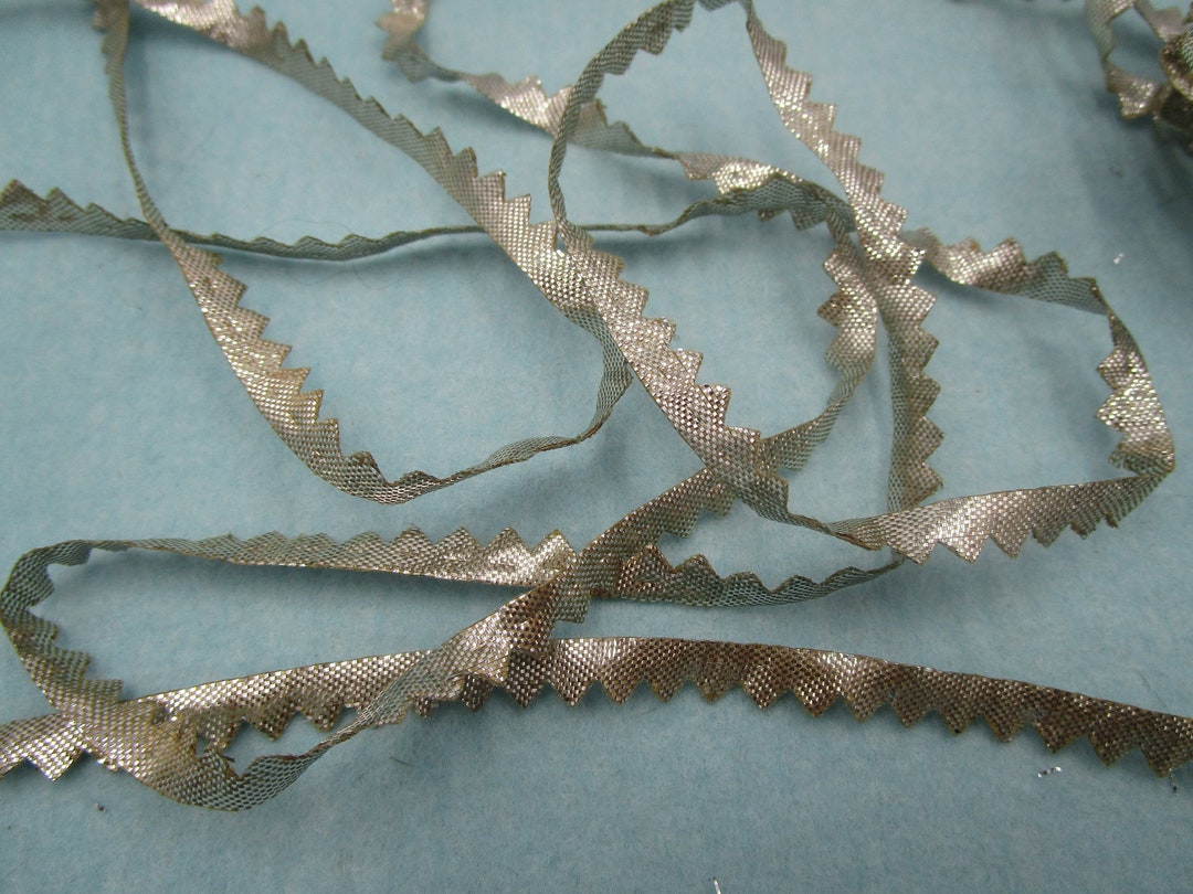 1.50 M Narrow Woven Ribbon With Serrated Silver Edge 0.5 Cm - Etsy