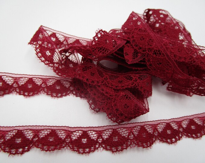 2 M Fine Narrow Lace Border Dark Red 1 Cm Wide 51-4-21 - Etsy