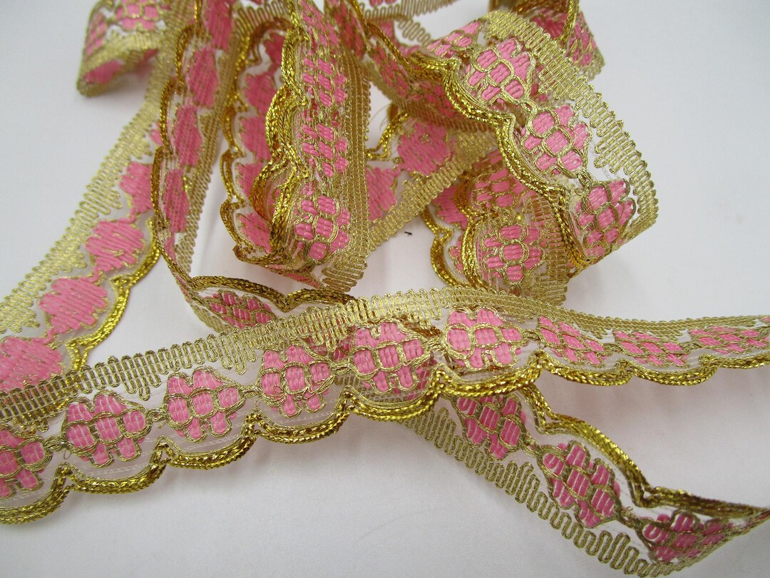 1.50 M Remaining Narrow Border Gold With Pink Decoration (2 Cm Wide) 4 ...