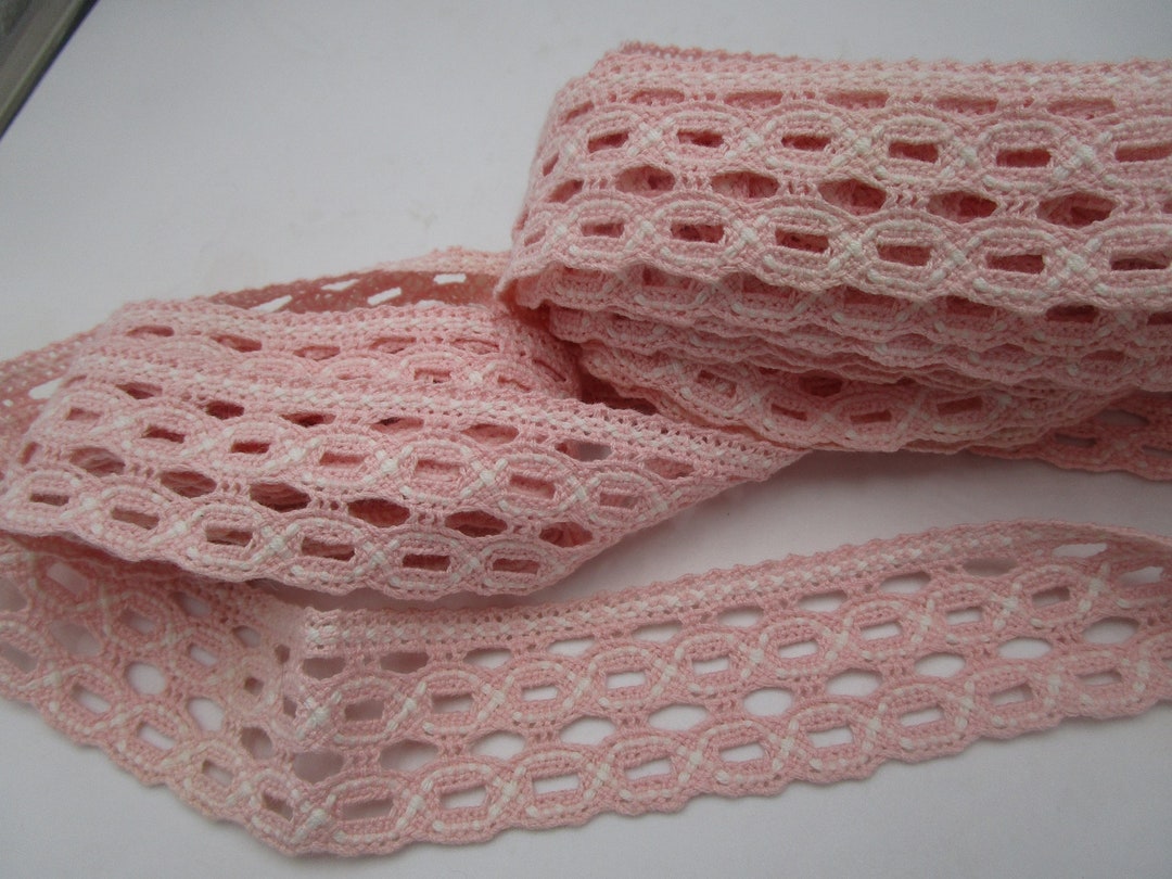 1.50 M Narrow Cotton Lace Border Pink With White Vintage Decoration 4 ...