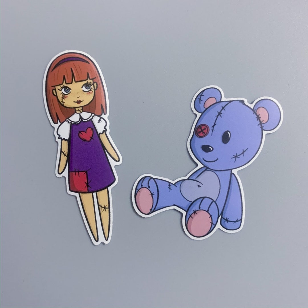 Vinyl Stickers Rag Doll and Teddy Bear - Etsy