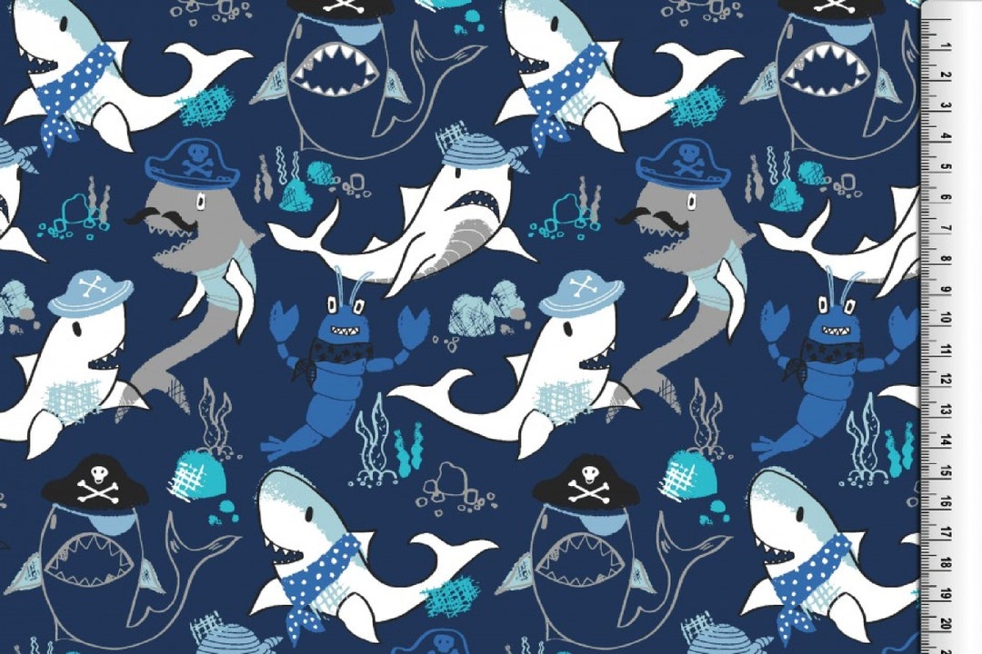 Cotton Jersey Fabric Print, Hemmers Itex, Sea Animals, Width 150 Cm ...