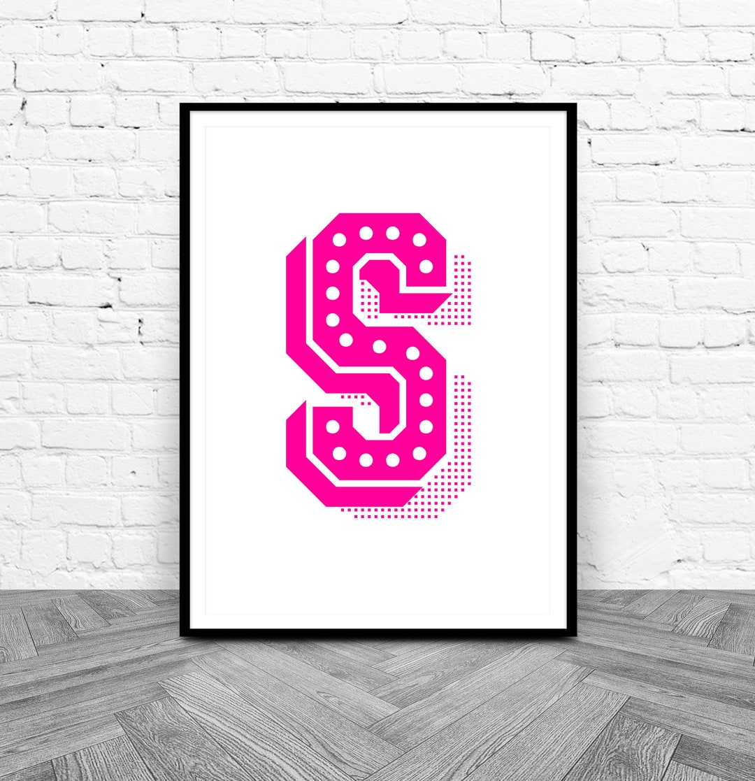 S Pink Letter S Print, Initial S Wall Art Print, Instant Download ...