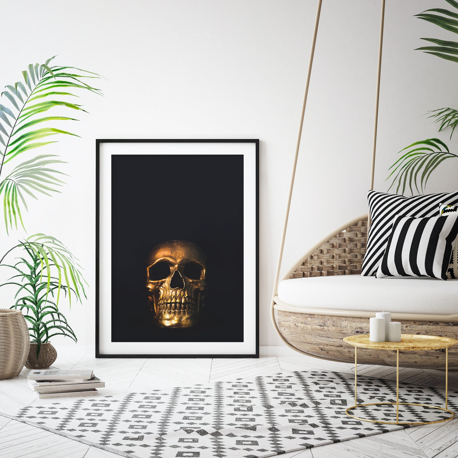 Golden Skull Wall Art Print Instant Digital Download - Etsy