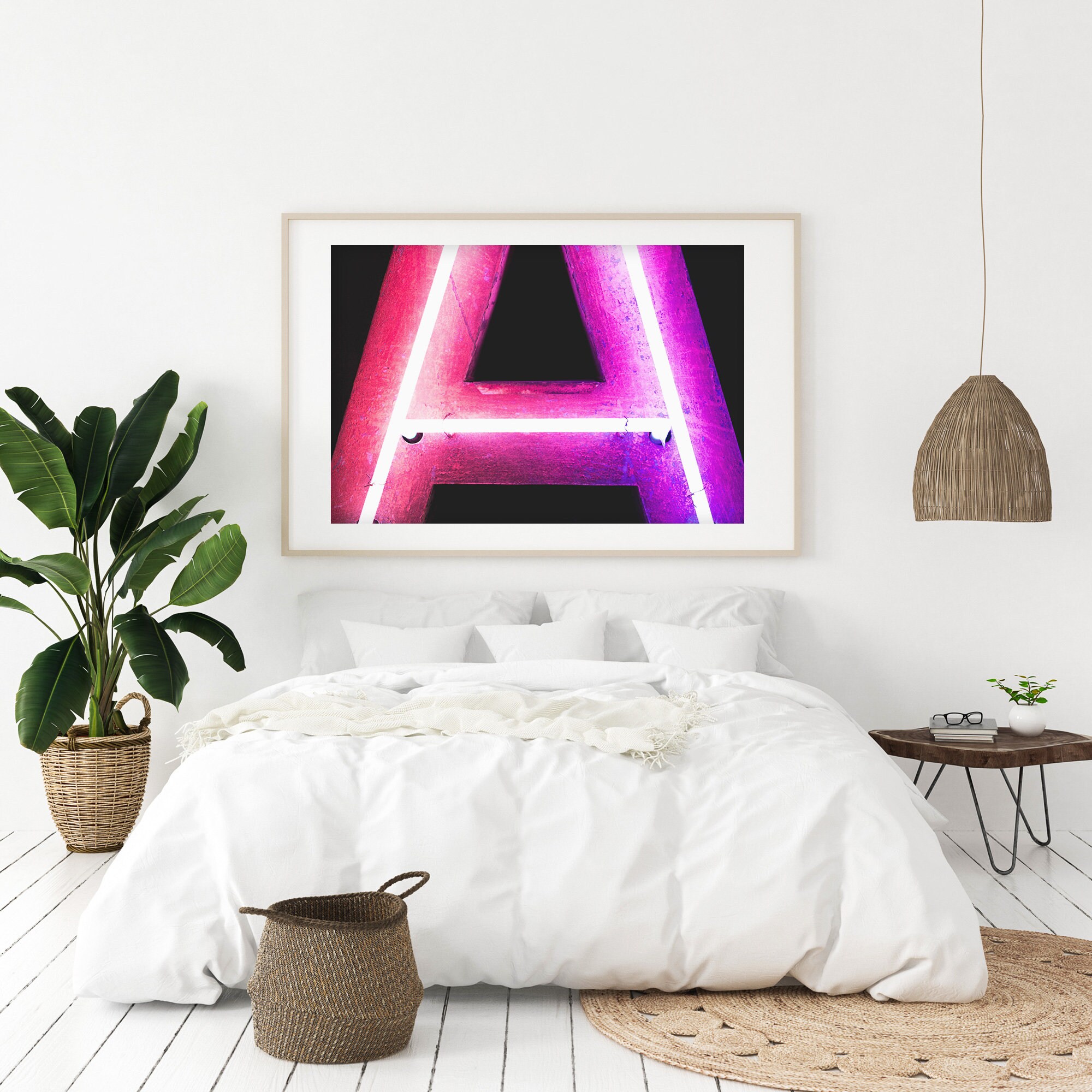 Neon Sign Print Instant Download, Pink Letter A Wall Art, Abstract ...