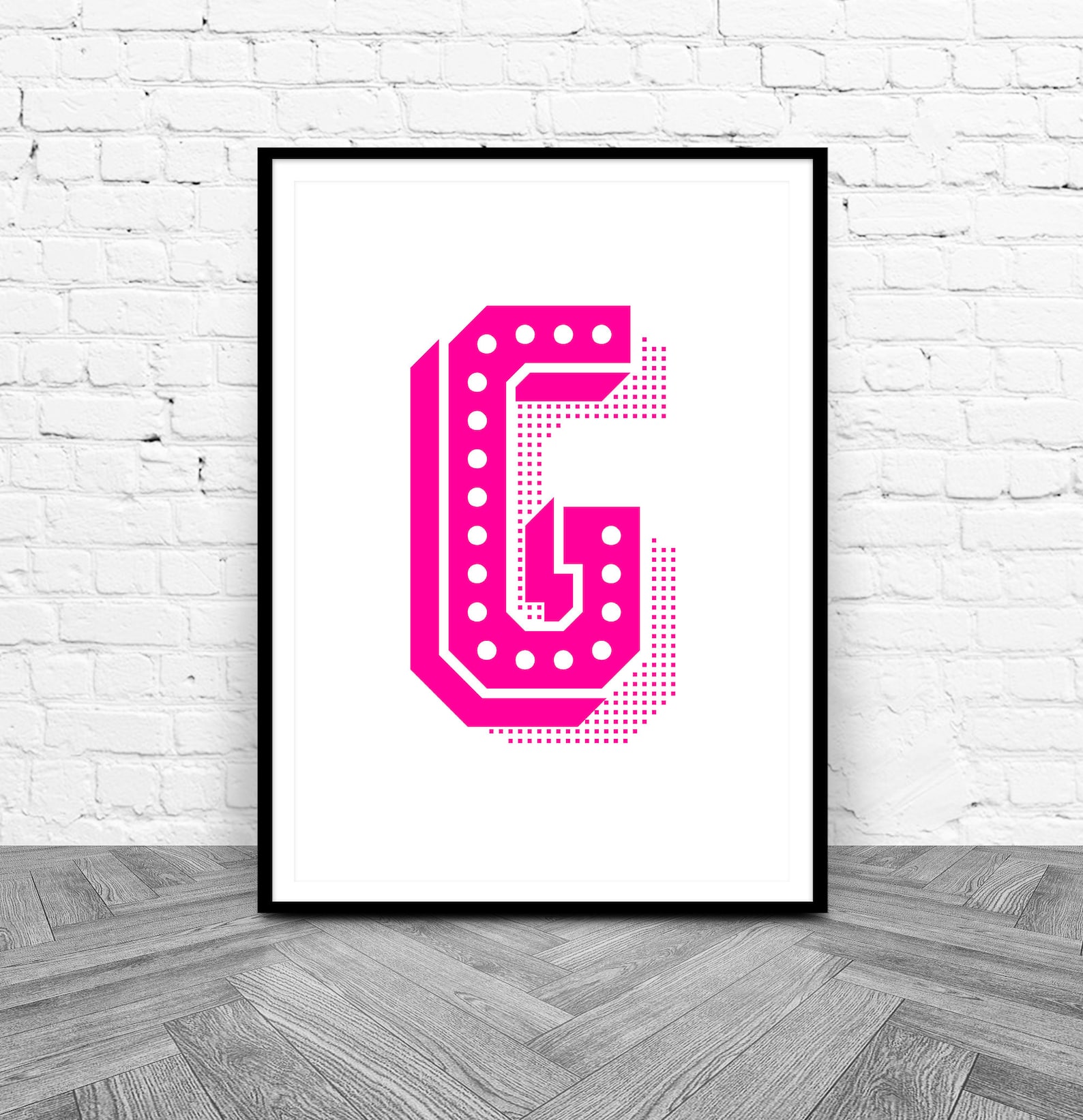 G Initial Print, Pink Letter Print, Typography Wall Art, Printable ...