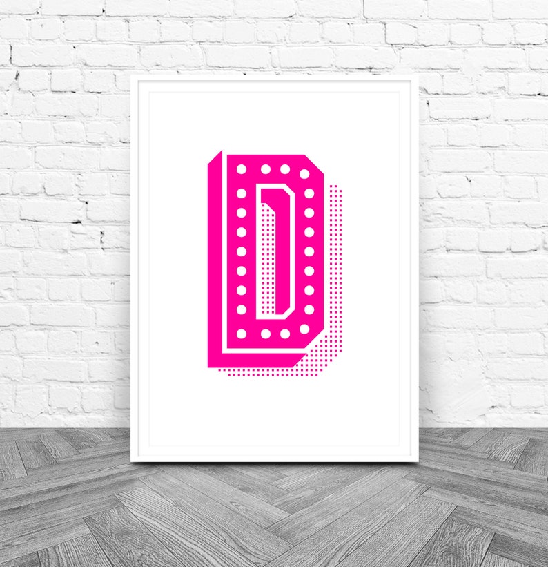 D Initial Wall Art Capital D Monogram Letter D Print | Etsy