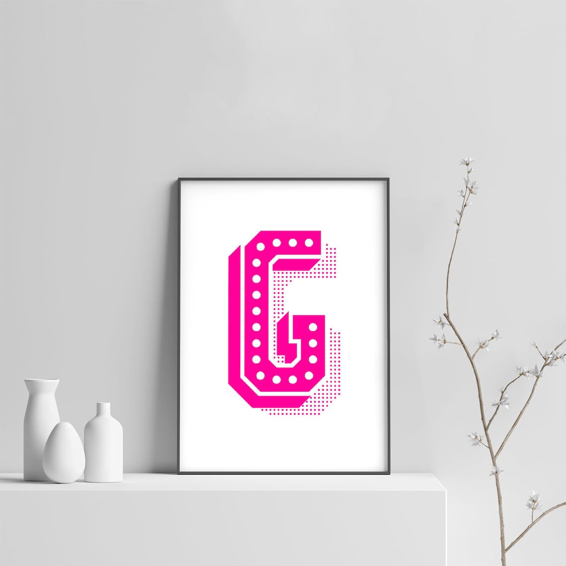 G Initial Print Pink Letter Print Typography Wall Art - Etsy UK