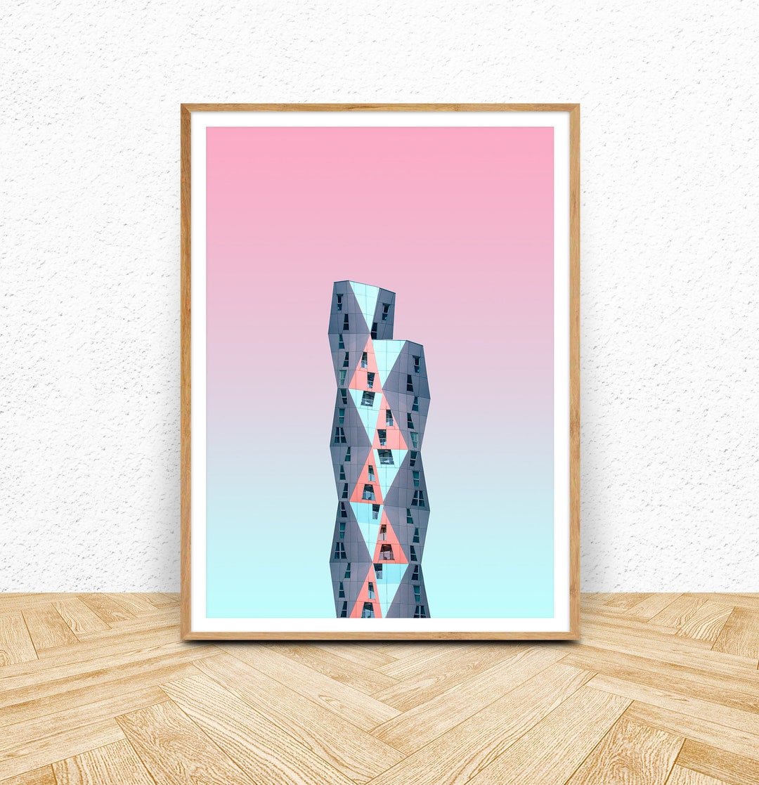 Pink Blue Wall Art Digital Download, Geometric Wall Art, Urban Art ...