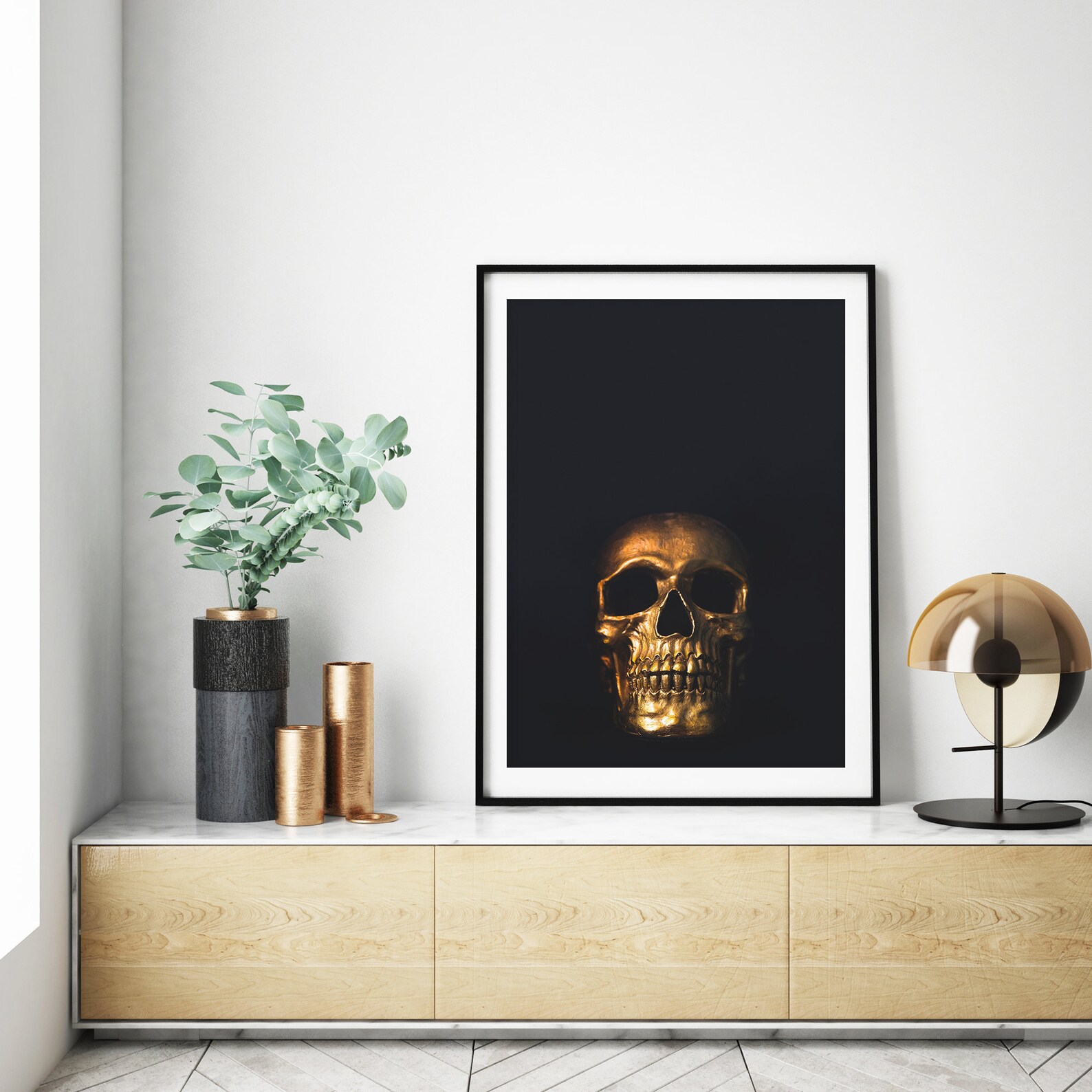 Golden Skull Wall Art Print Instant Digital Download - Etsy