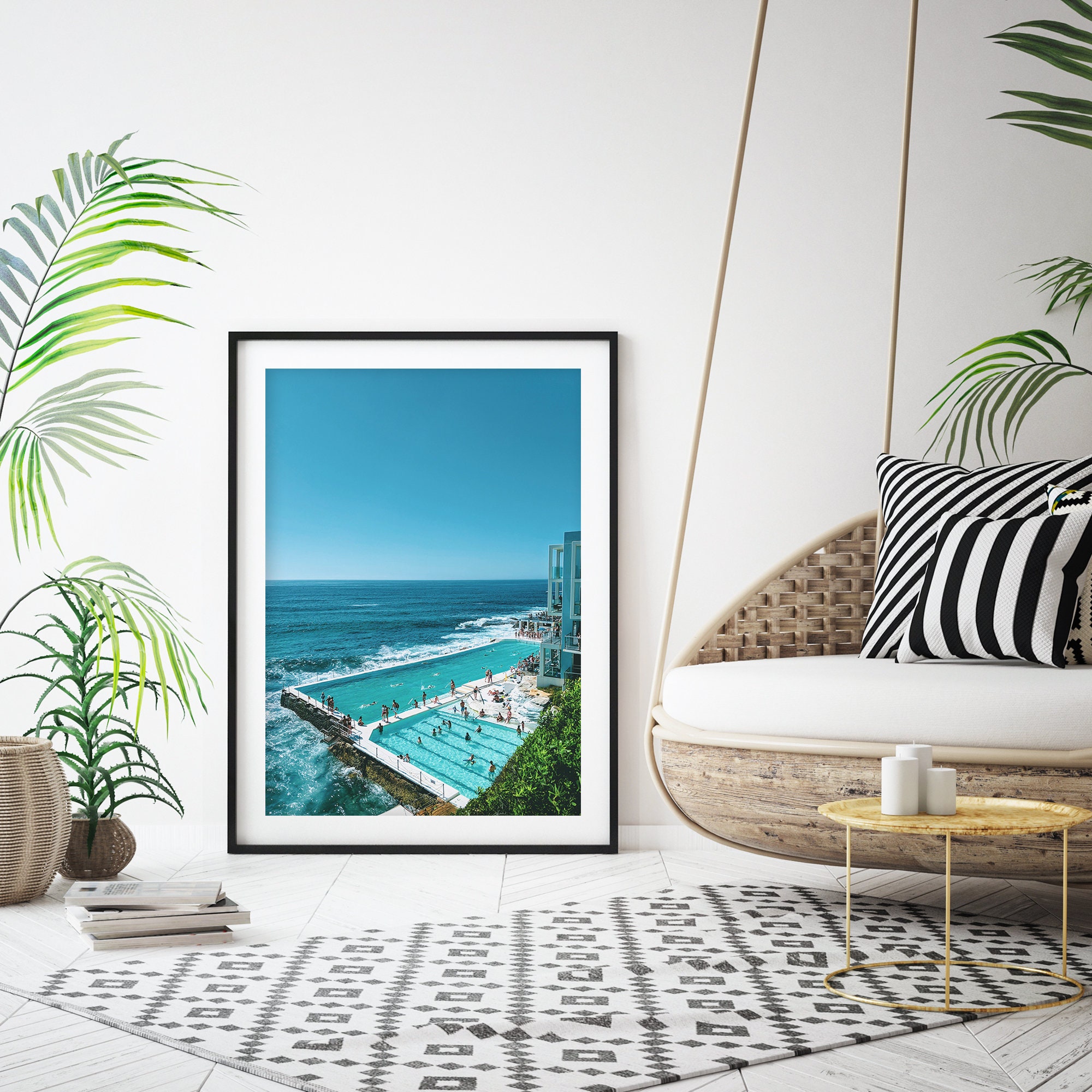 Retro Pool Print, Ocean Swimming Pool Coastal Wall Art, Retro Decor ...