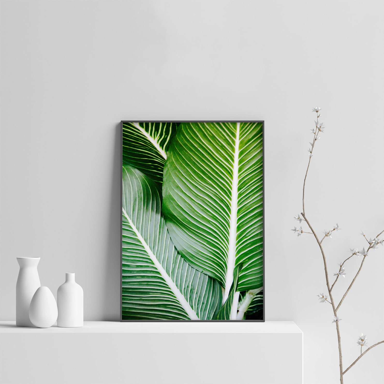 Palm Leaf Print, Digital Download, Green Leaf Tropical Wall Art ...