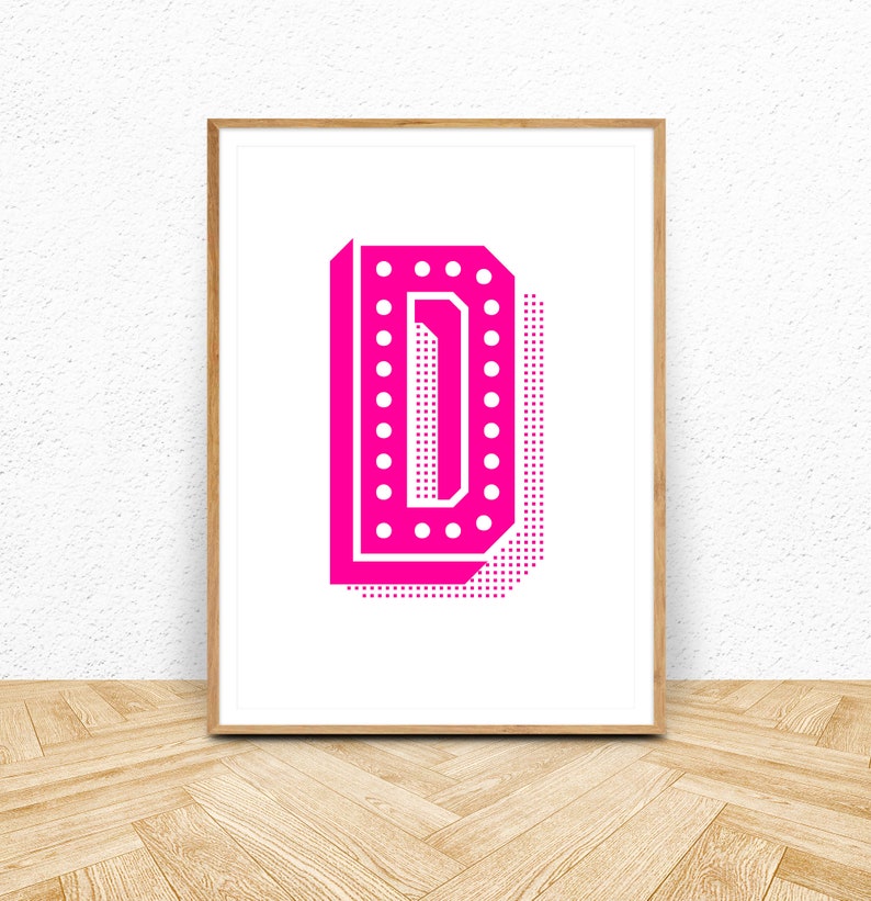 D Initial Wall Art Capital D Monogram Letter D Print | Etsy