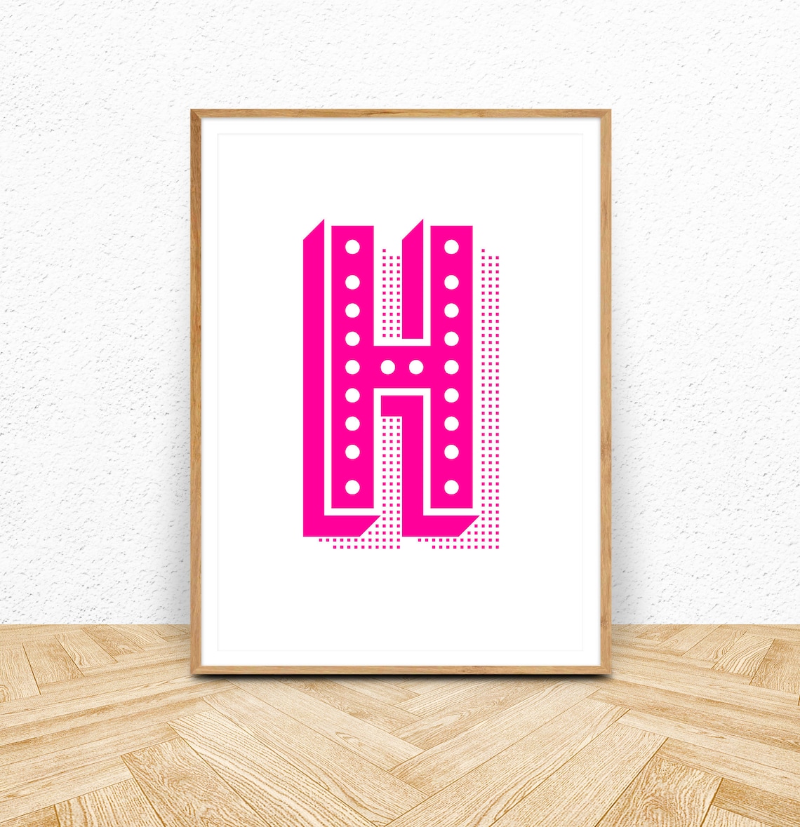 H Pink Letter Print, Monogram H Wall Art, Gallery Wall Decor, Instant ...