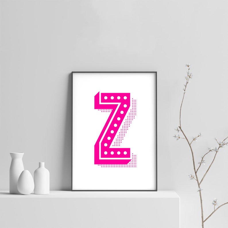 Z Letter Z Wall Art, Initial Wall Decor Print, Instant Digital Download ...