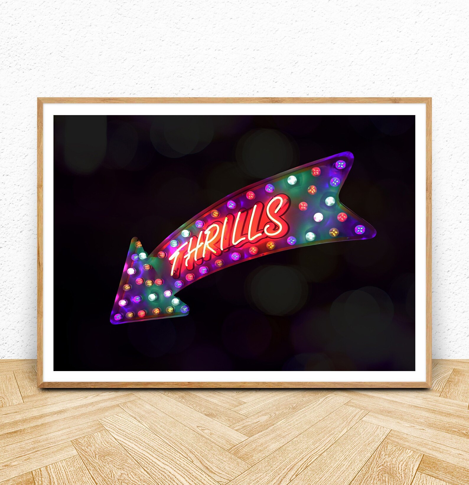 Neon Sign Wall Art, Neon Lights Printable, Thrills Neon Wall Decor ...