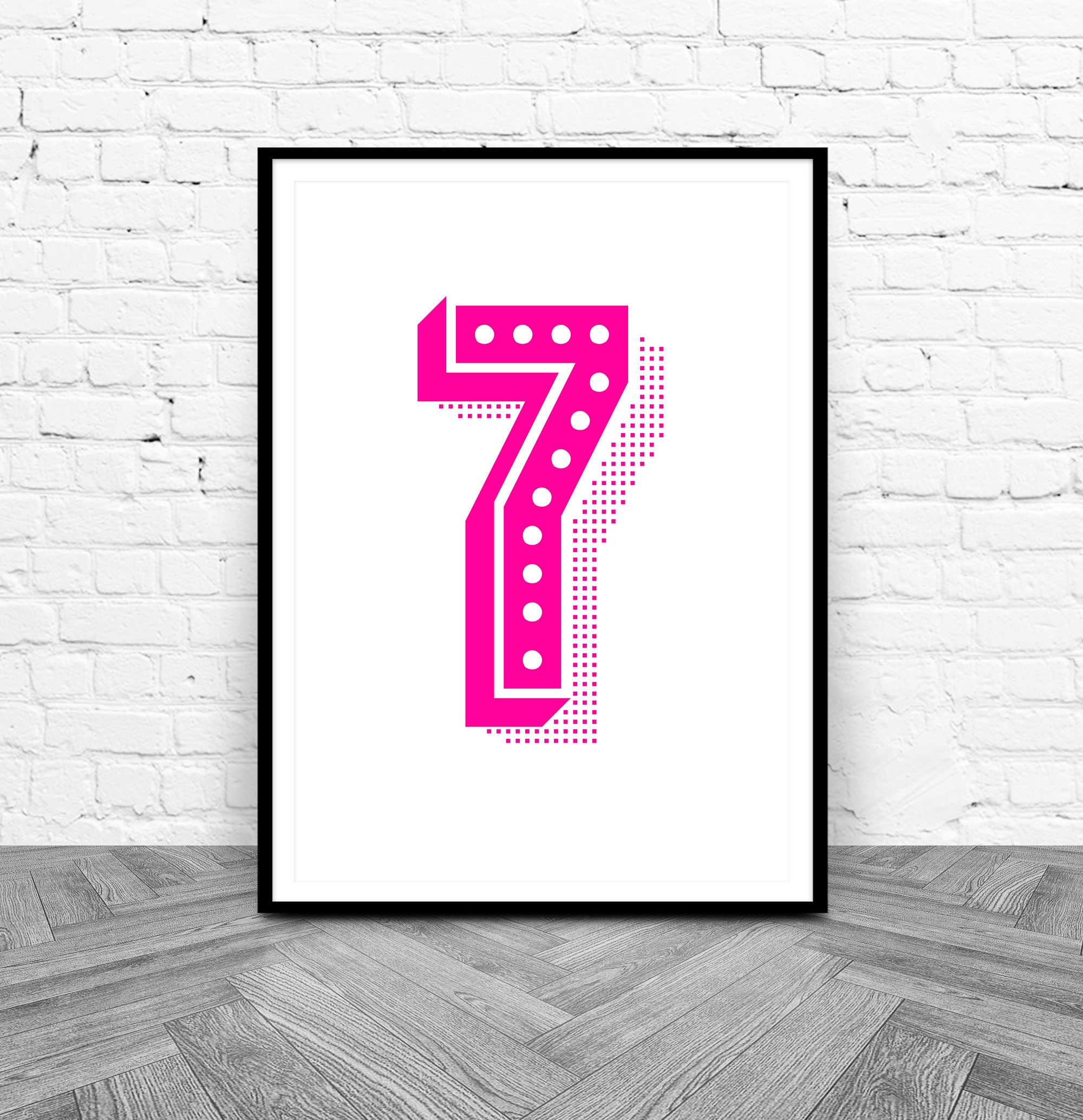 7 Pink Number Seven Printable, Neon Pink Number 7 Digital Download ...