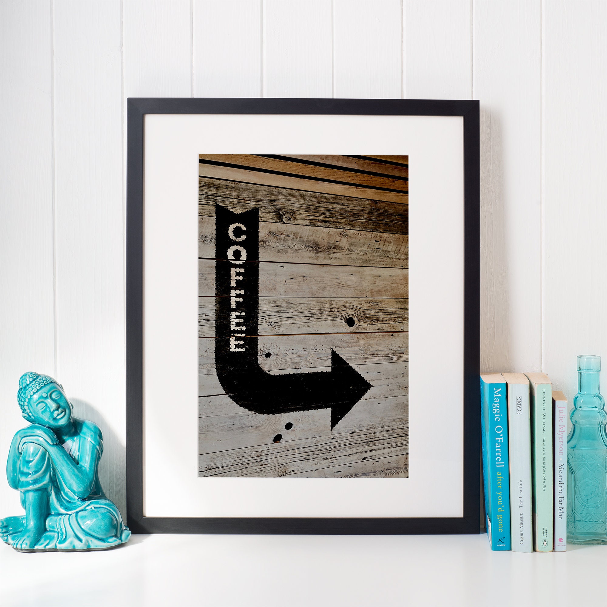 Coffee This Way Sign Printable Poster, Rustic Wood Coffee Print ...