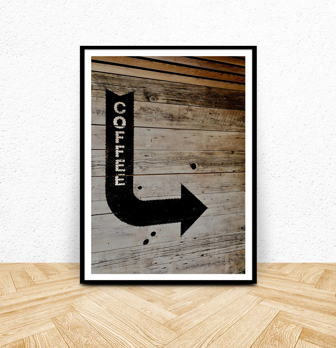 Coffee This Way Sign Printable Poster, Rustic Wood Coffee Print ...