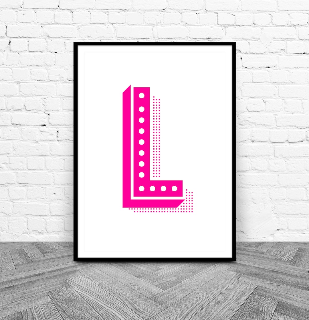 Letter L Print, Digital Download Wall Art, Fuscia Pink Monogram Art ...