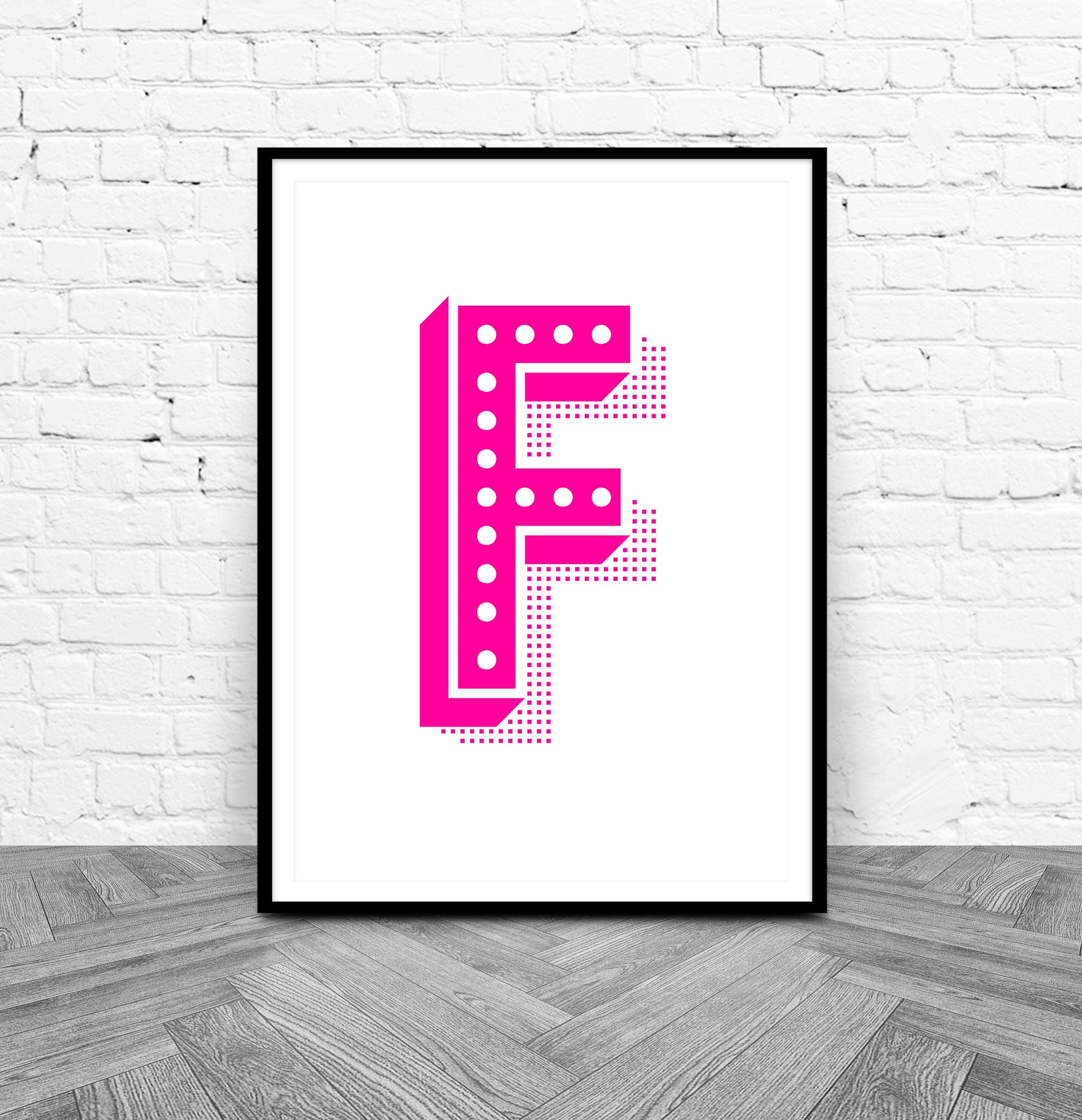 F Lettre unique F Impression, Initial F Wall Art, Typographie Wall ...