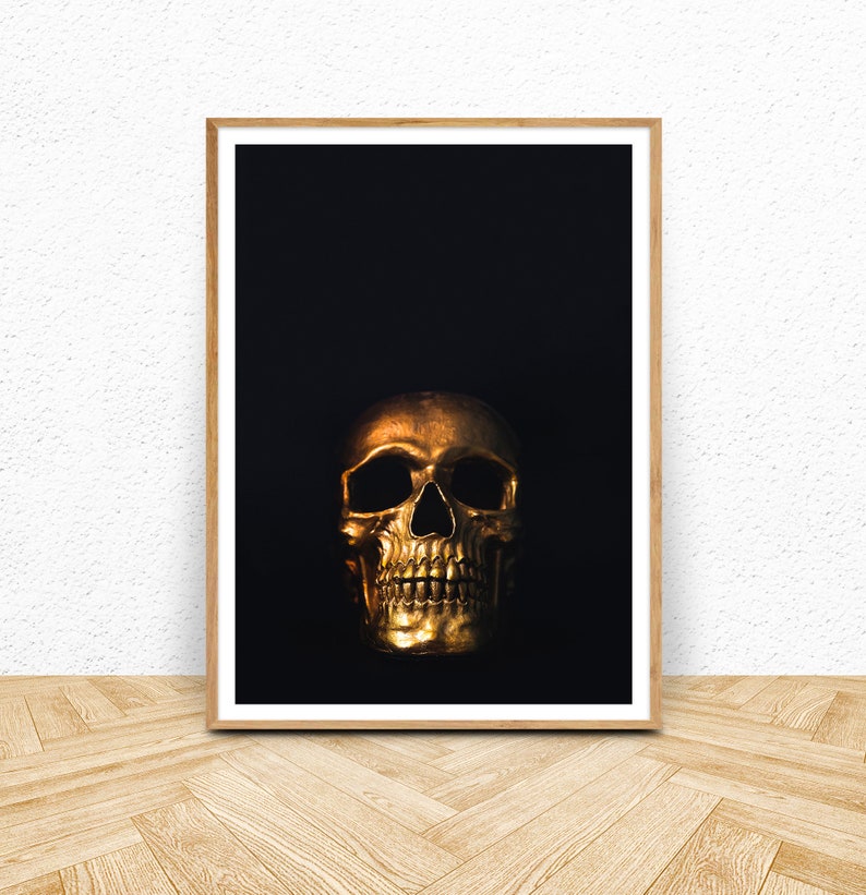 Golden Skull Wall Art Print, Instant Digital Download, Abstract ...