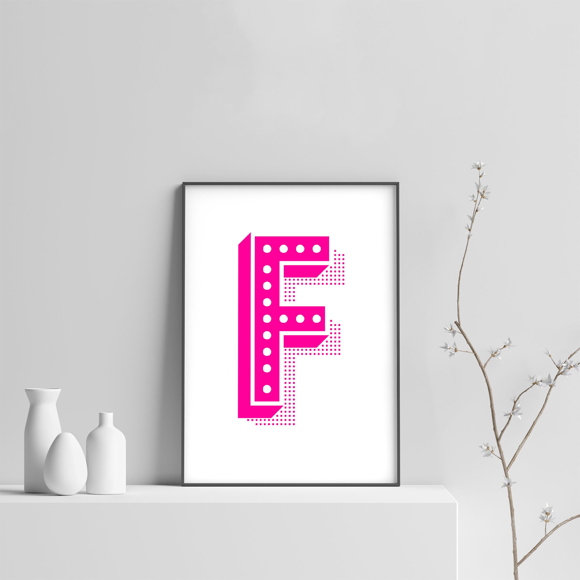 F Lettre unique F Impression, Initial F Wall Art, Typographie Wall ...