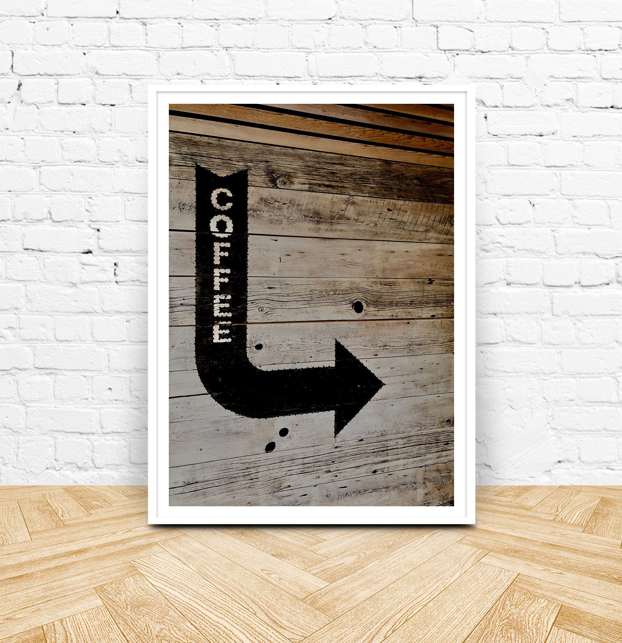 Coffee This Way Sign Printable Poster, Rustic Wood Coffee Print ...