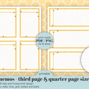 PRINTABLE Bee Honeycomb Gold-yellow Note Paper Lined | Etsy