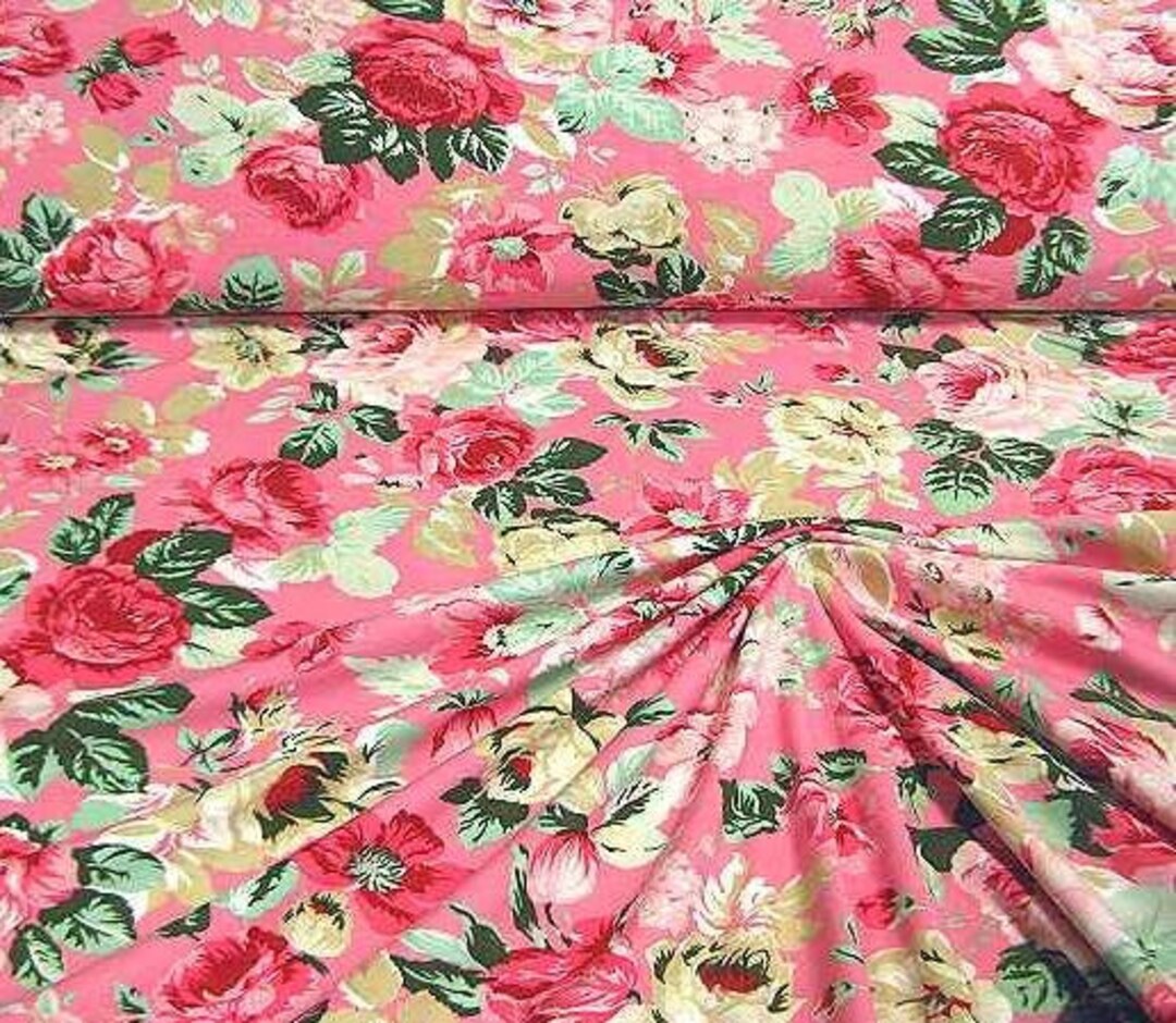 Baroque Cotton Jersey With Roses - Etsy