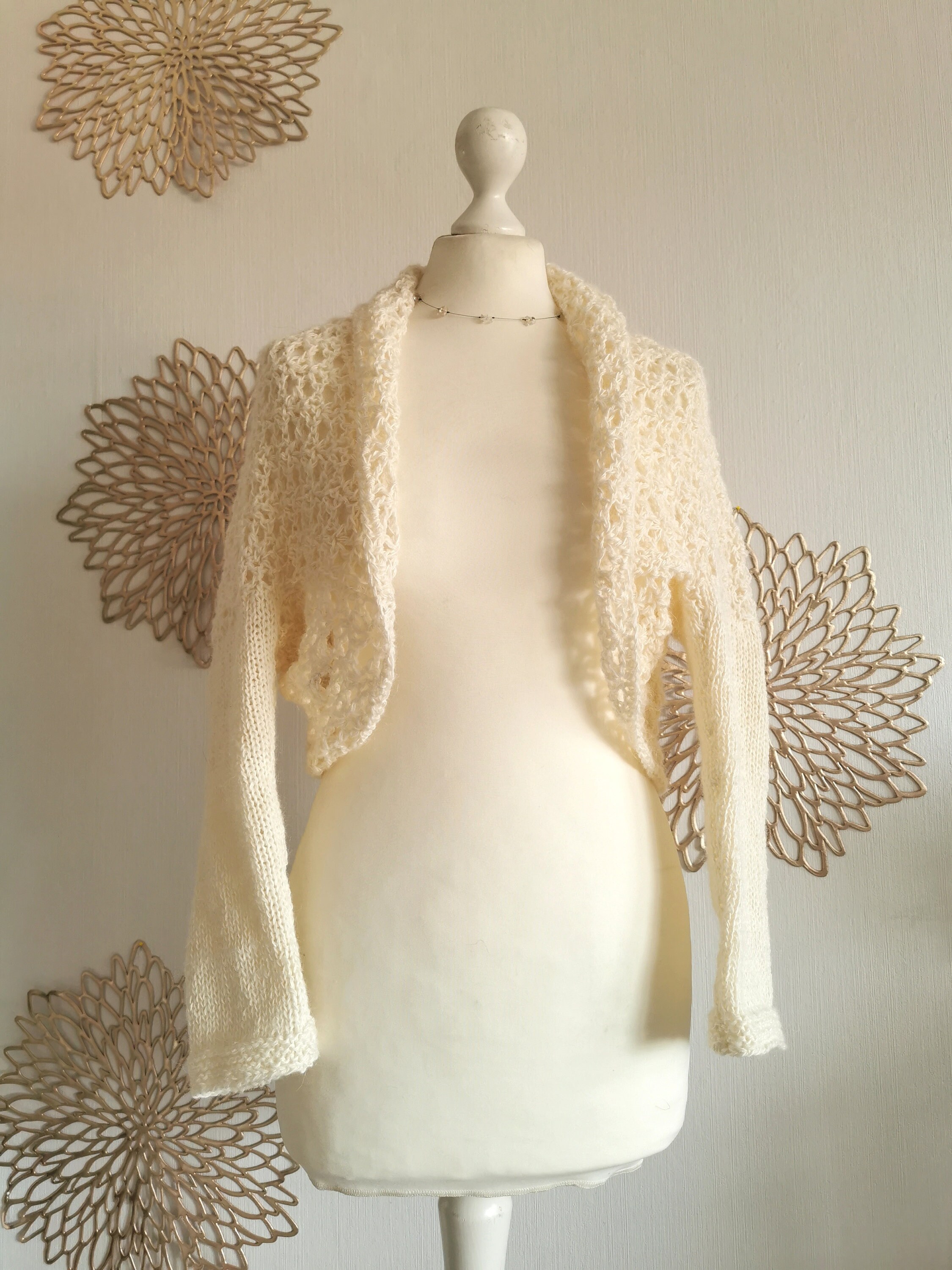Wedding cardigan bridal jacket Ivory cream knitting bolero | Etsy