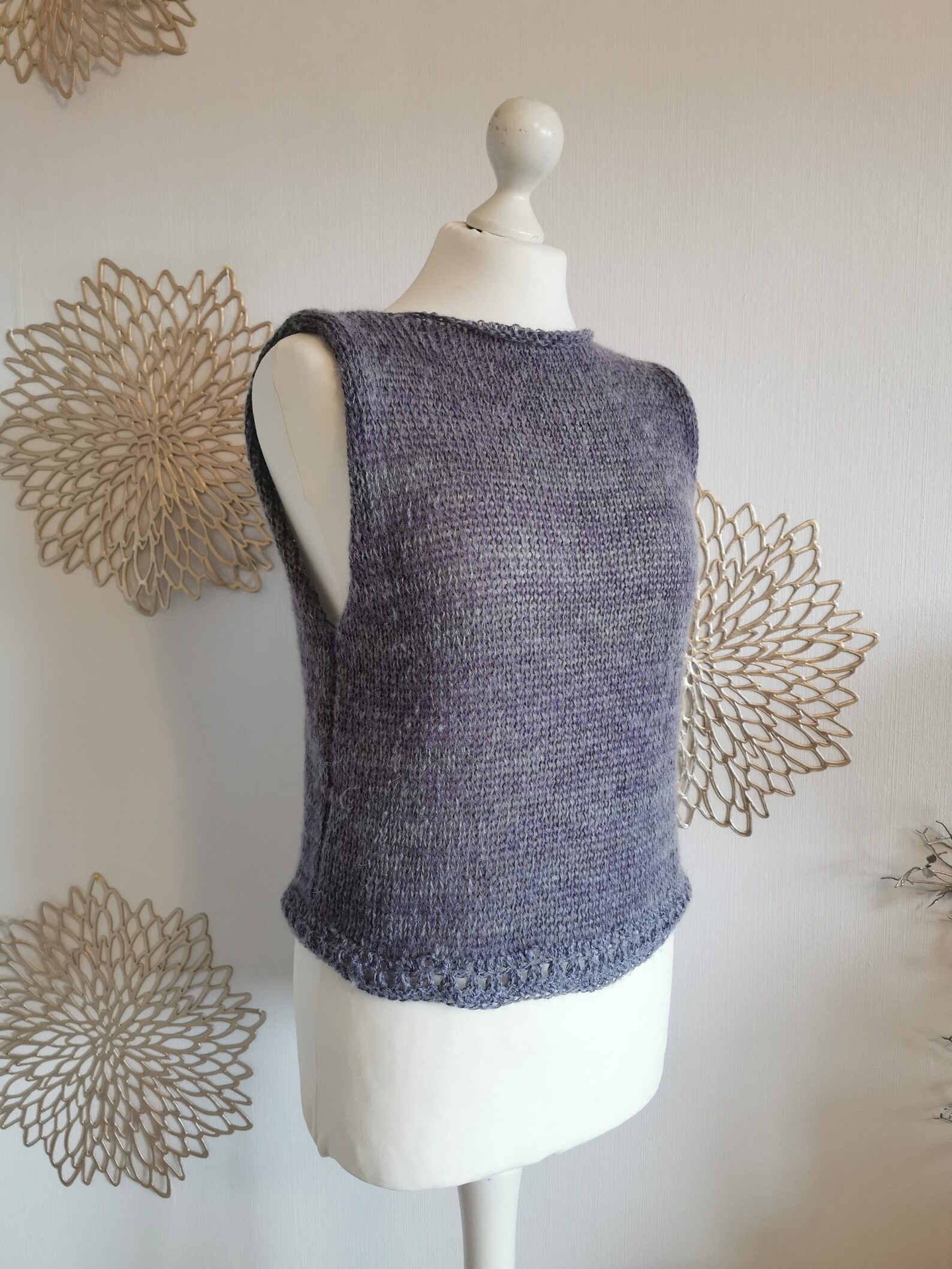 Strick Top mit Mohair, Damen Pullunder, Stricktop Grobstrick, Ethno ...