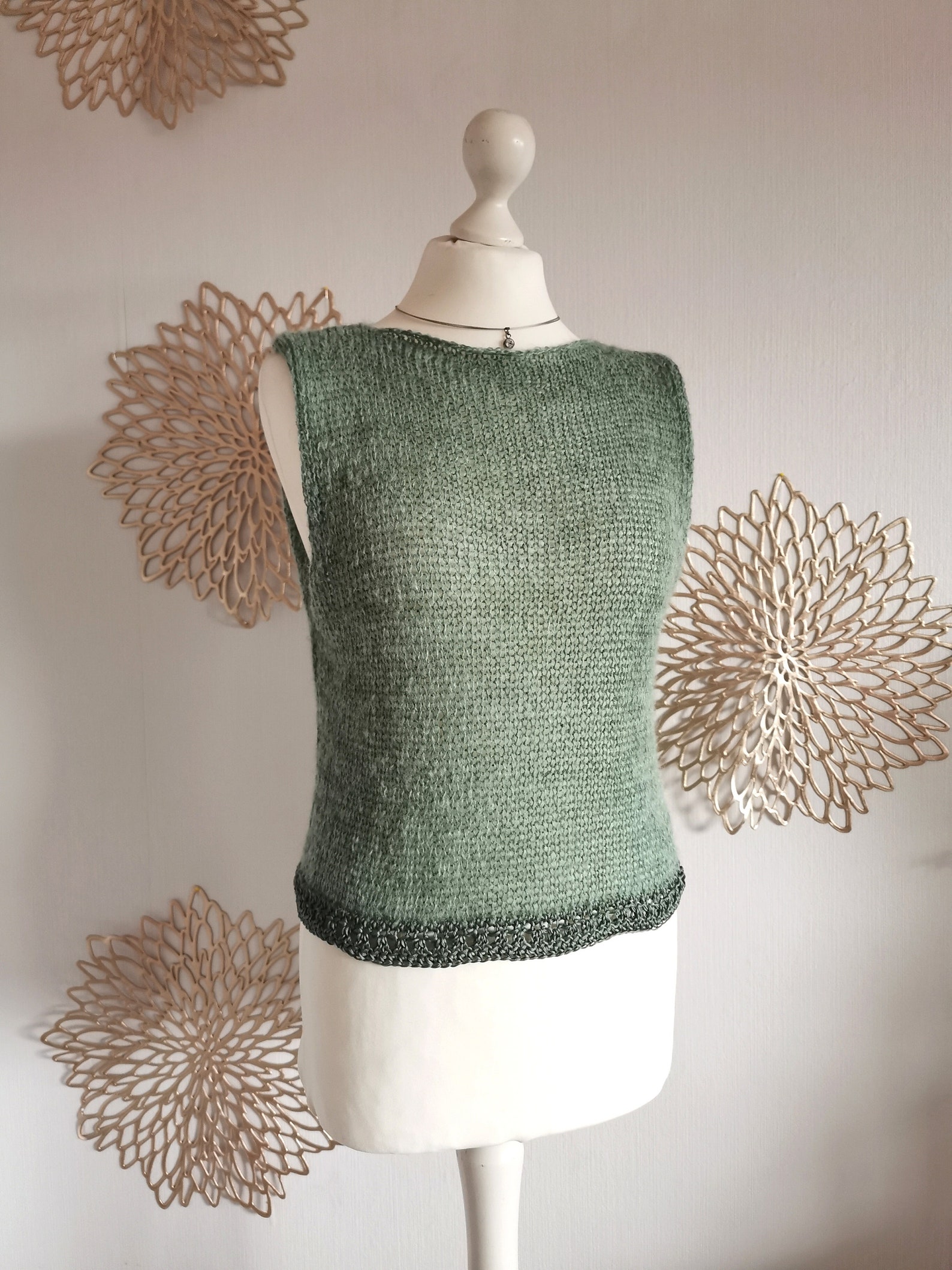 Strick Top mit Mohair, Damen Pullunder, Stricktop Grobstrick, Ethno ...