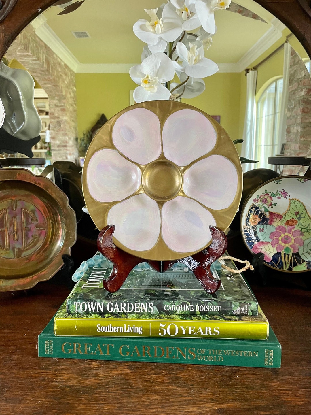 Oyster Plate Rich Gilded Oyster Plate With Watercolor Accented Oyster ...