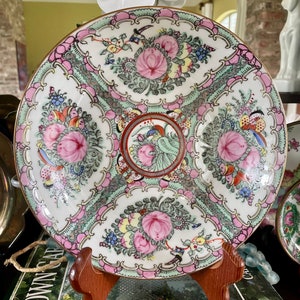 Vintage Rose Medallion Plate in the Rose Canton Pattern - Shallow Bowl ...