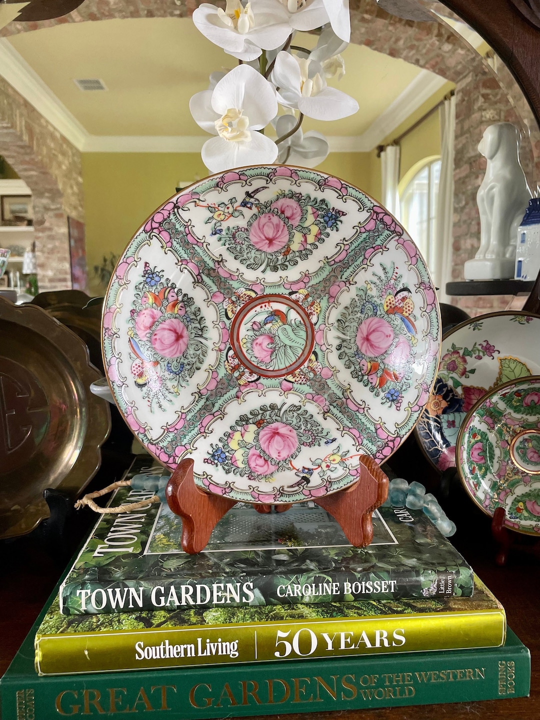 Vintage Rose Medallion Plate in the Rose Canton Pattern - Shallow Bowl ...