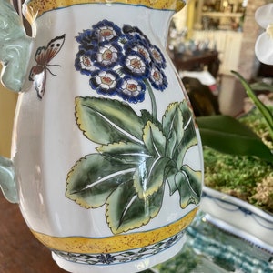 Vintage Enameled Pitcher With Raised Textural Hydrangea and Butterfly ...